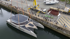 MODX 70 - A 100% electric catamaran featuring a twin rig and wide sails ...