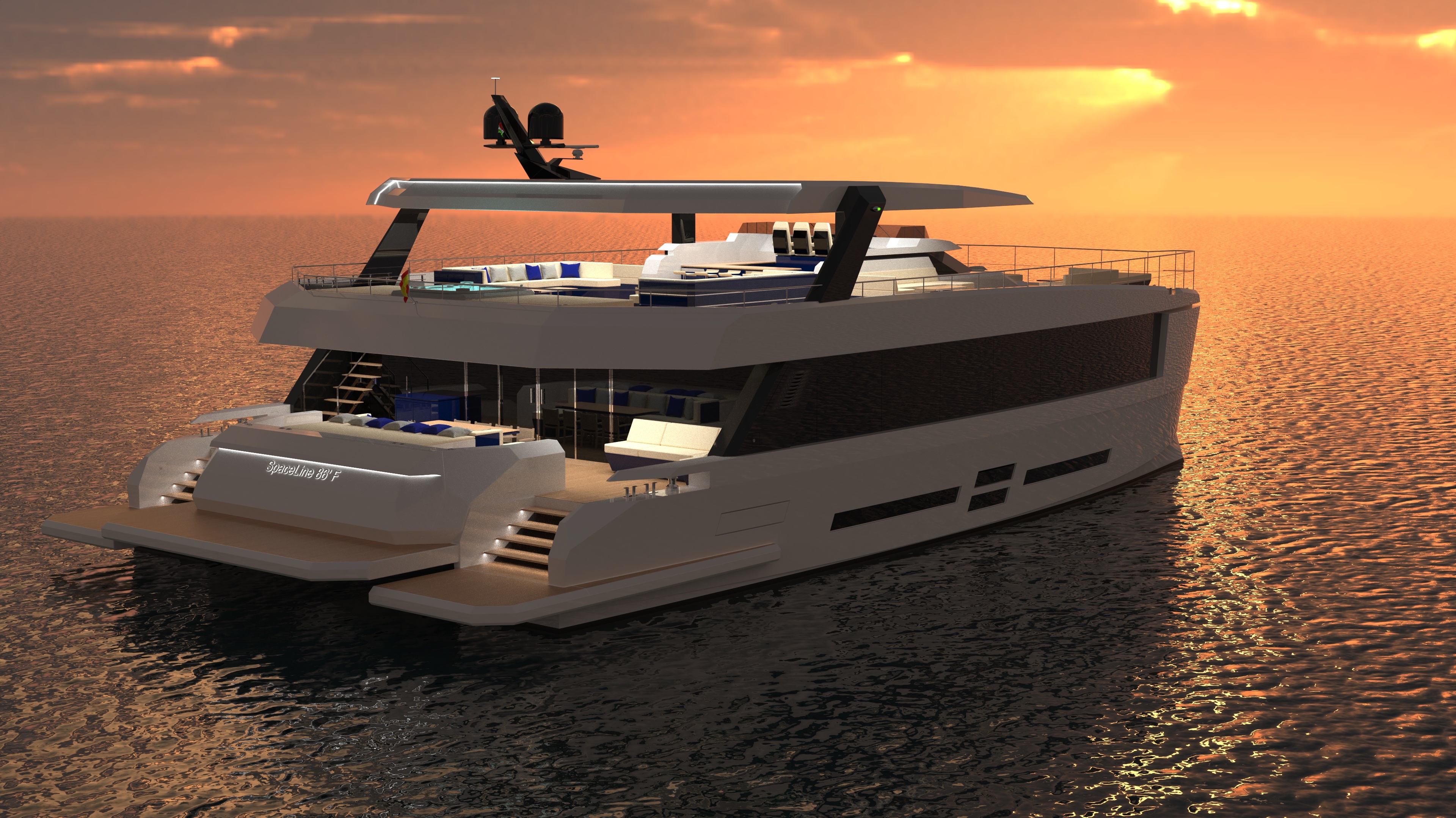 SPACELINE CONCEPT 86 - A catamaran with three decks and an XXL-sized ...